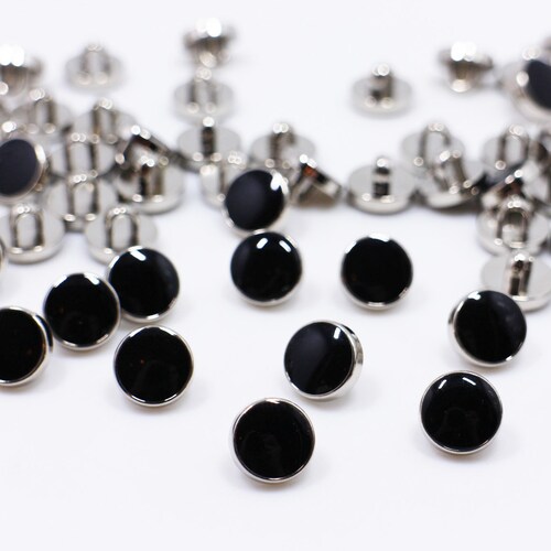 Silver and Black Shank Buttons Silver Edge Shank Button - Etsy