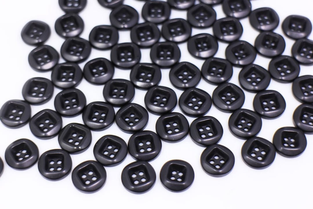 Matte Black Square Buttons, Square Shape Raised Edge, Made of Resin ...