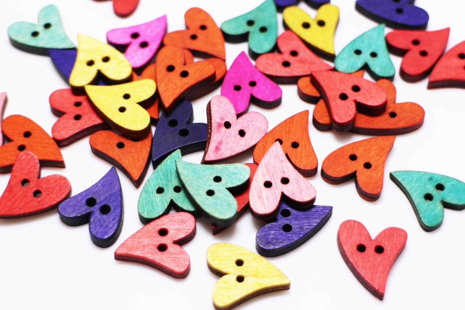 Heart Wooden Button Heart-shaped Special Shape 2 Holes - Etsy