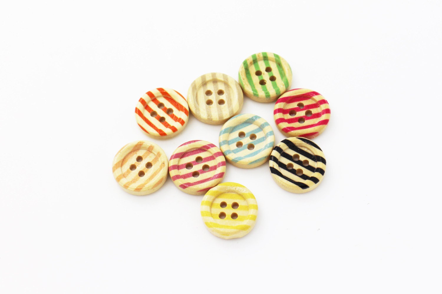 Striped Wooden Button Children Button Baby Button Rainbow - Etsy