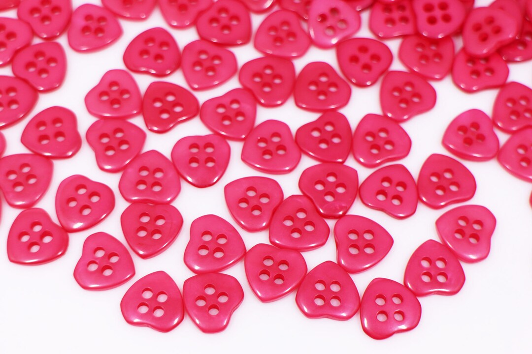 Cherry Red Heart Button, Heart-shaped, Smallsize, Four Holes, Made of ...