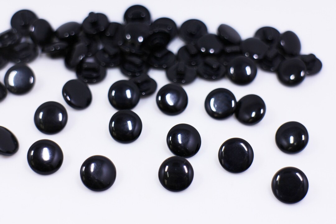 Black Shank Button, Shiny Black Color, Small Round Mushroom Shaped, for ...