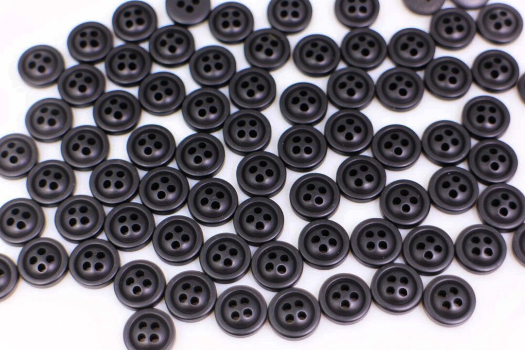 Matte Black Buttons, Raised Top, Four Holes, for Sewing Men Suit Shirt ...