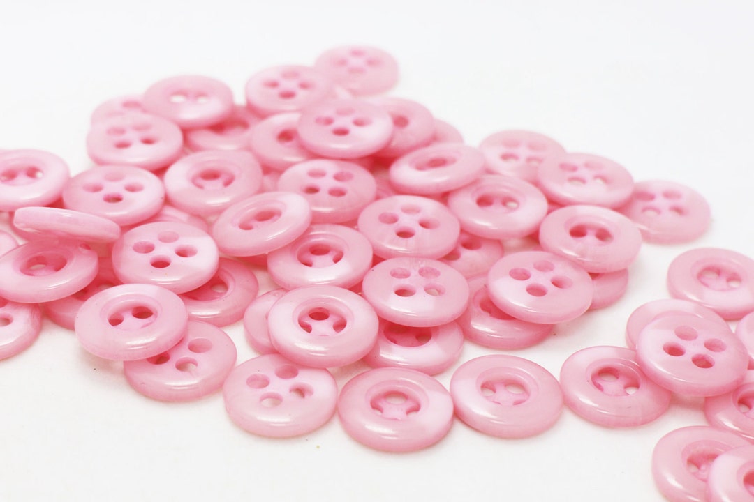 Pastel Pink Buttons, Marble Pattern, Wide Raised Edge, Four Holes, for ...