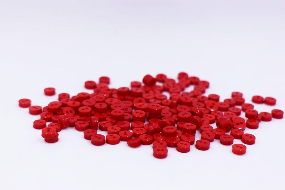 50 Mini Red Button, Tiny Extra Small Size, Solid Bright Red Color, for ...
