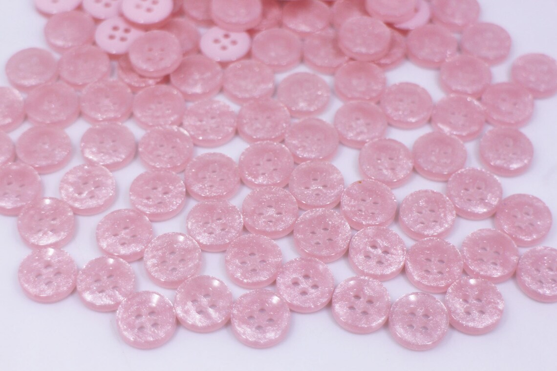 Light Pink Glitter Button Four Holes Resin Button Cute Shiny - Etsy