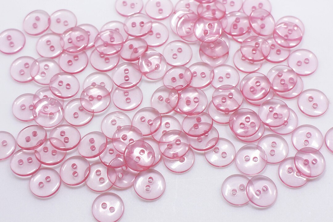 Clear Pink Button, Two Holes, Round Shaped, Pastel Pink Color ...