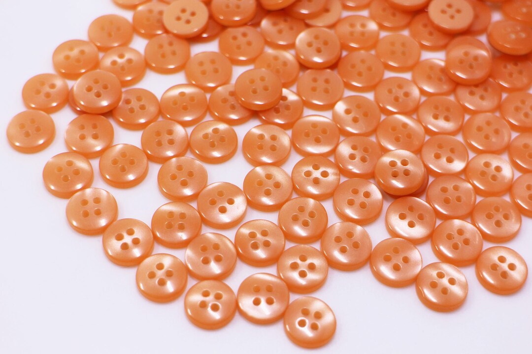 Light Orange Button, Shiny Orange Button, Small Four Holes Sewing ...