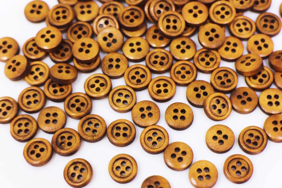Extra Small Brown Wooden Button, 10mm, 0.39inch, Mini Size, Natural ...
