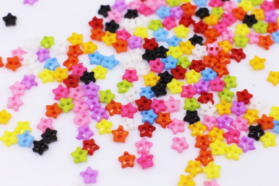 Tiny Star Button, Mixed Color Colorful, Star-shape, Mini Extra Small ...