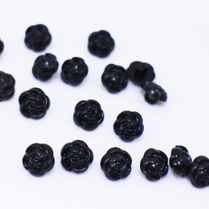 Black Rose Shank Buttons, Flower Floral Shape, Made of ABS Plastic, for ...