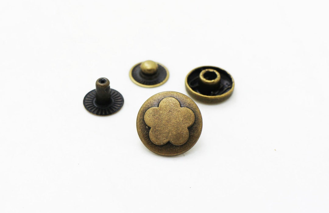 Flower Snap Buttons, Floral Snap Fastener, Antique Bronze Press Stud ...