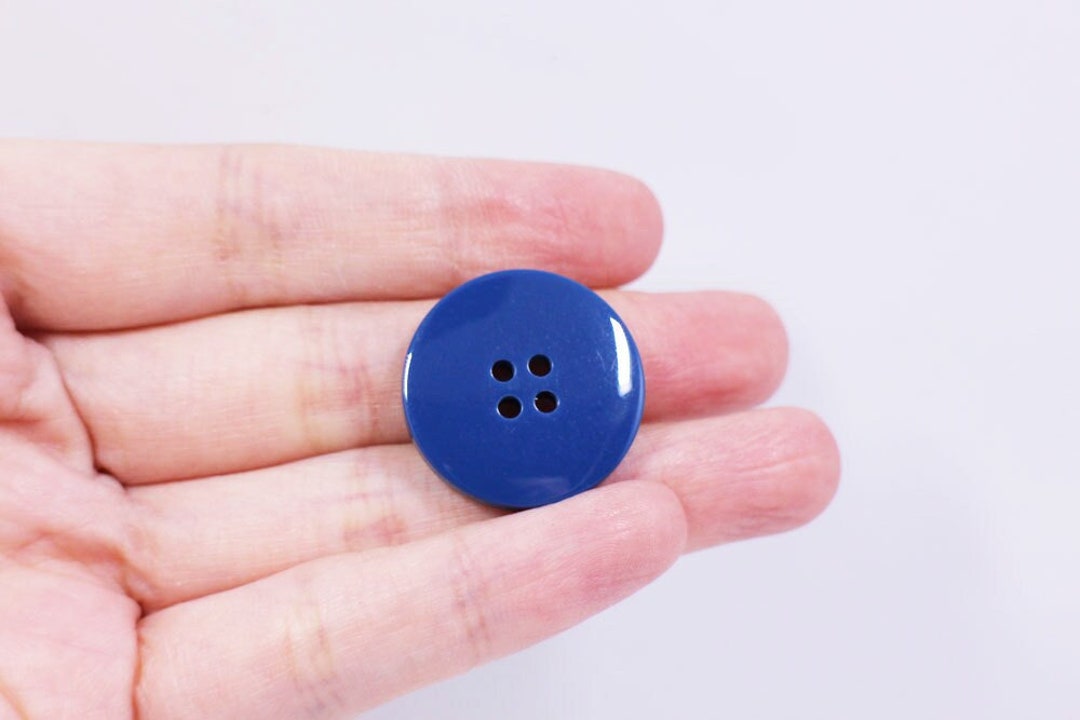 Large Blue Button, Flat Top, Solid Bright Blue Color, Large Size ...