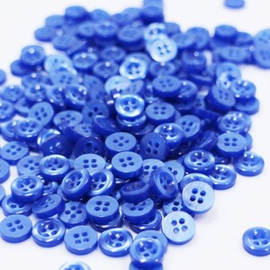 Bright Blue Shiny Button, Small Four Holes Sew on Button, Wide Edge ...