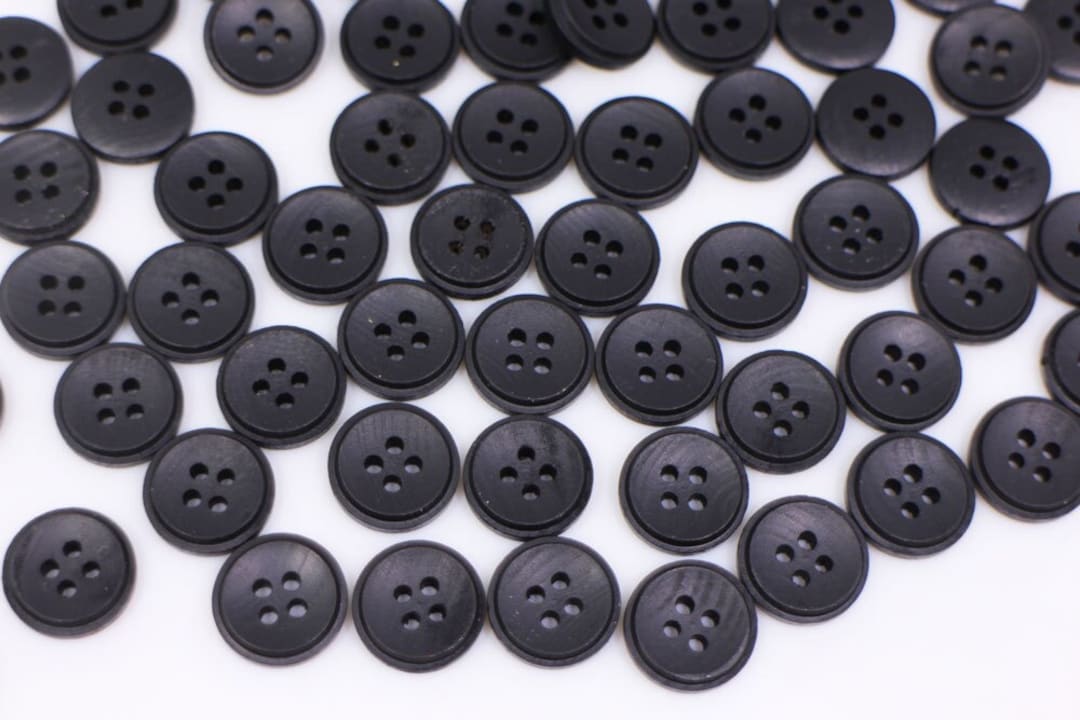 Black Wood Buttons, 4 Holes, Bowl Shape, Raised Edge, Round Shape ...