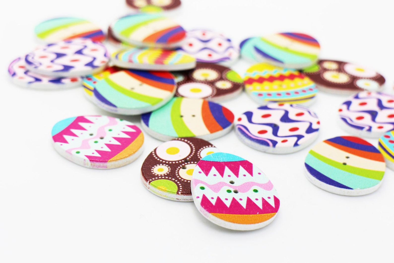 Easter Egg Wooden Button Geometric Pattern Wood Buttons Baby | Etsy