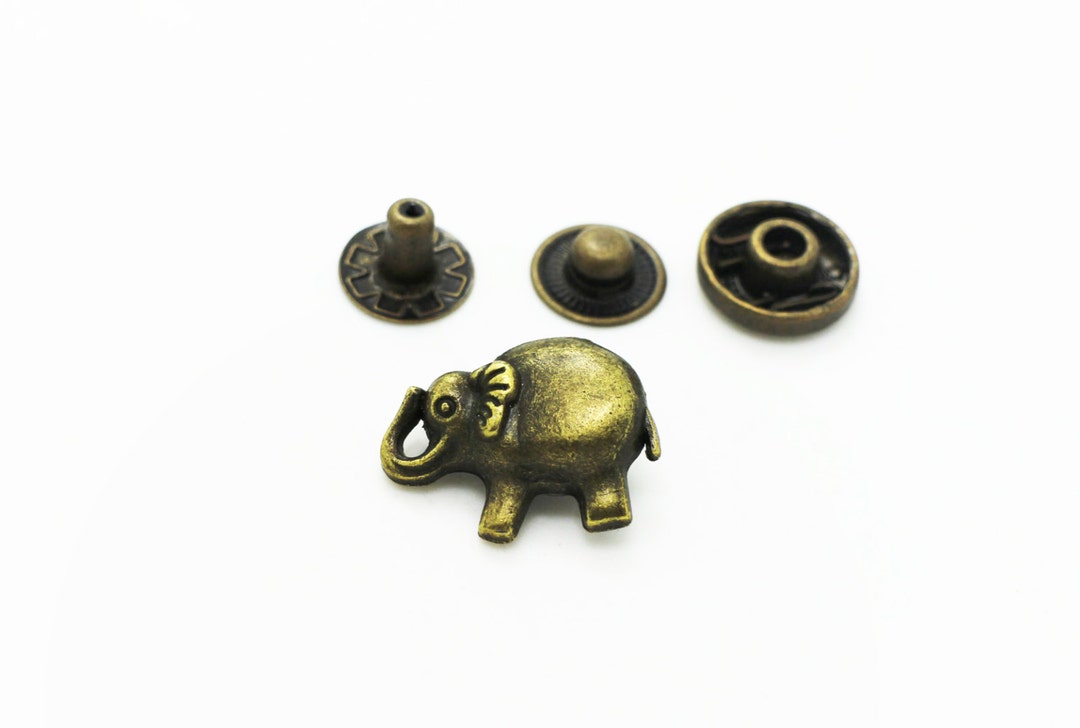 Elephant Snap Fastener, Animal Snap Button, Antique Bronze Press Stud ...