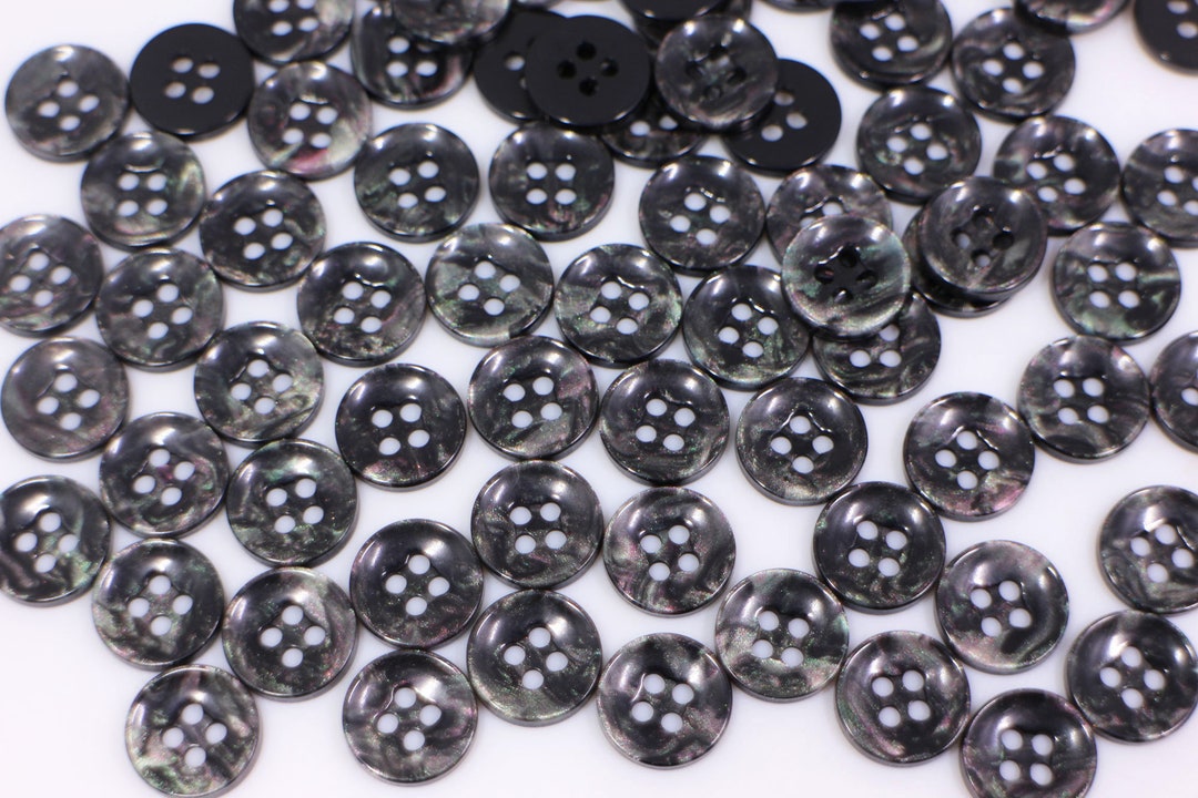 Galaxy Buttons, Shell Looking, Black and Grey Color, Four Holes, Bowl ...