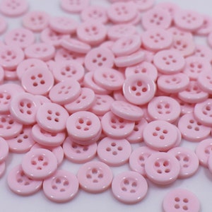 50 Pale Pink Buttons, Made of Resin, Four Holes, Raised Edge, Round ...