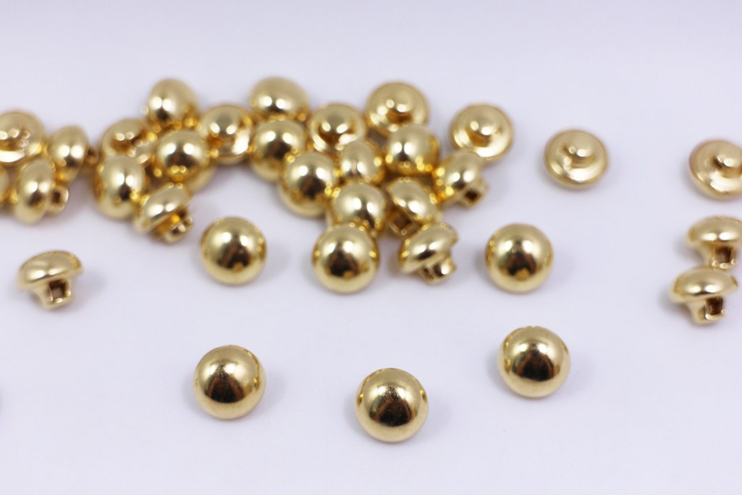 Gold Metal Shank Buttons, Golden Color, Small Size, Round Top Mushroom ...