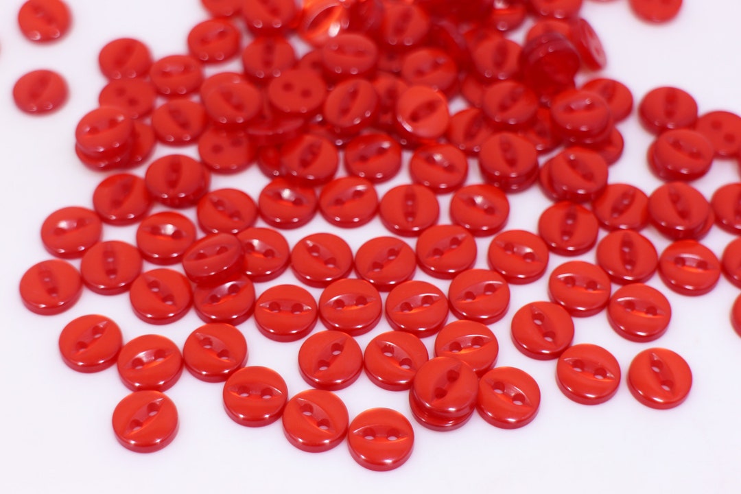 Red Cat Eye Buttons, Bright Red Color, Extra Small Size, Cat Shape Cut ...