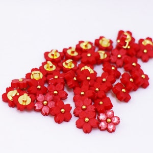Red Flower Buttons Japanese Sakura Flower Shape Bright Red - Etsy