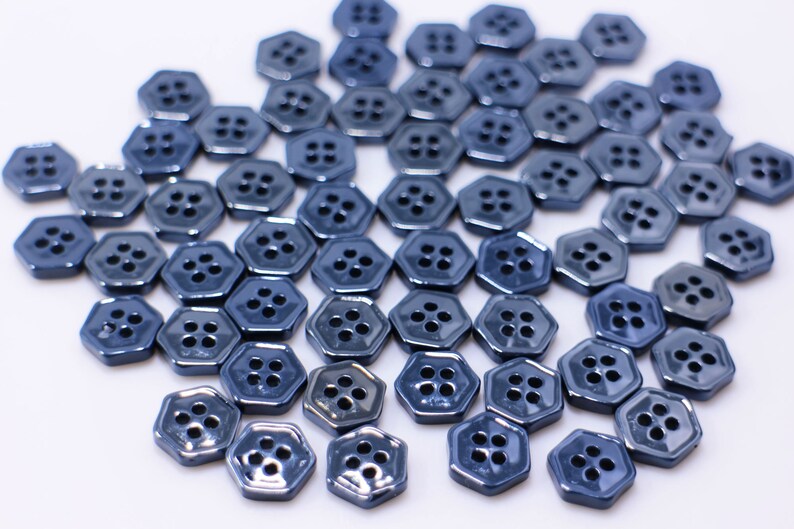Metallic Dark Blue Hexagon Button Four Holes Sewing Button - Etsy