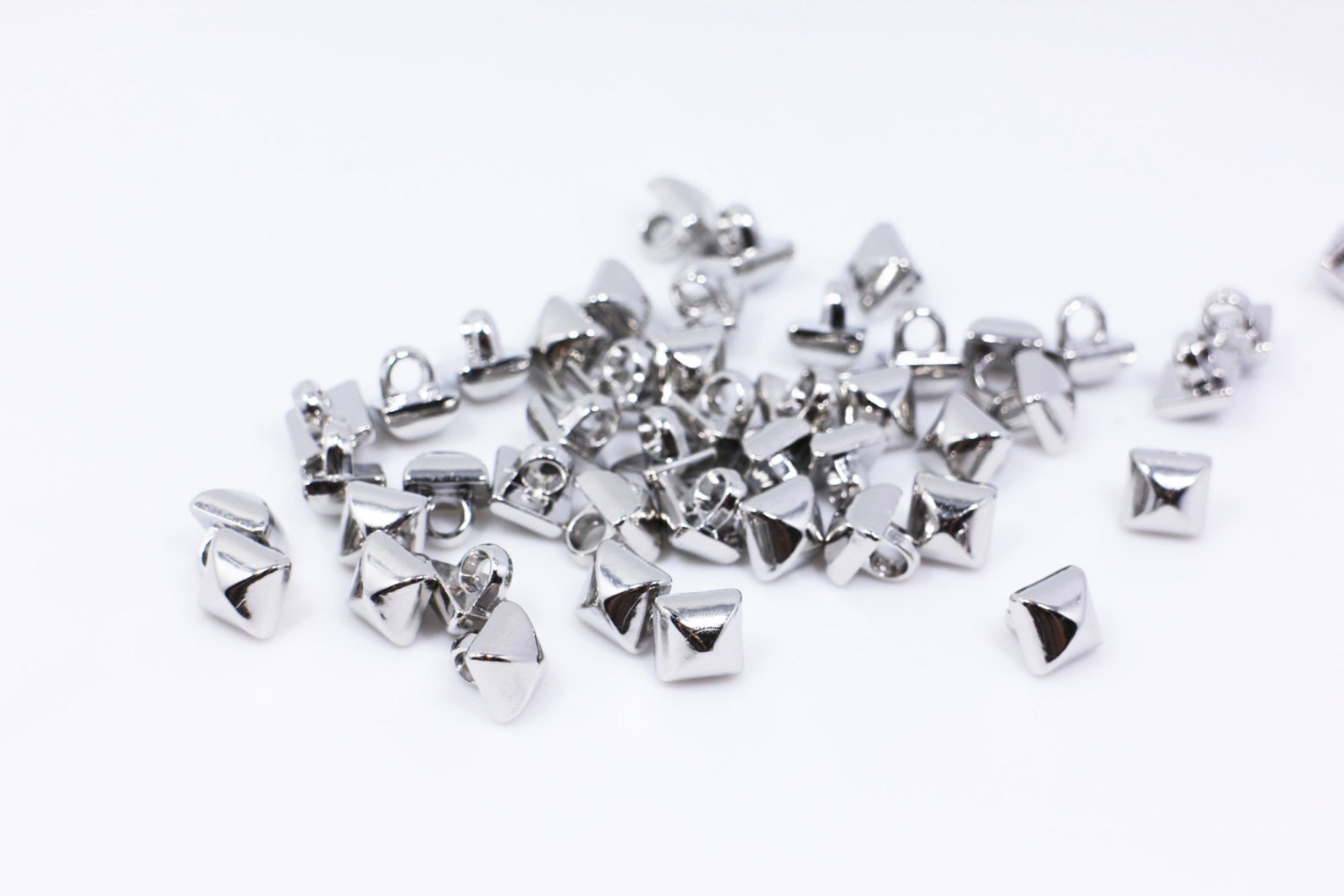 Mini Silver Square Rivet Shank Button Tiny Silver Pointy - Etsy