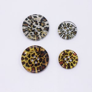 Leopard Print Buttons, Grey Brown Color, Animal Printed Pattern, Four ...