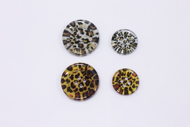 Leopard Print Buttons, Grey Brown Color, Animal Printed Pattern, Four ...
