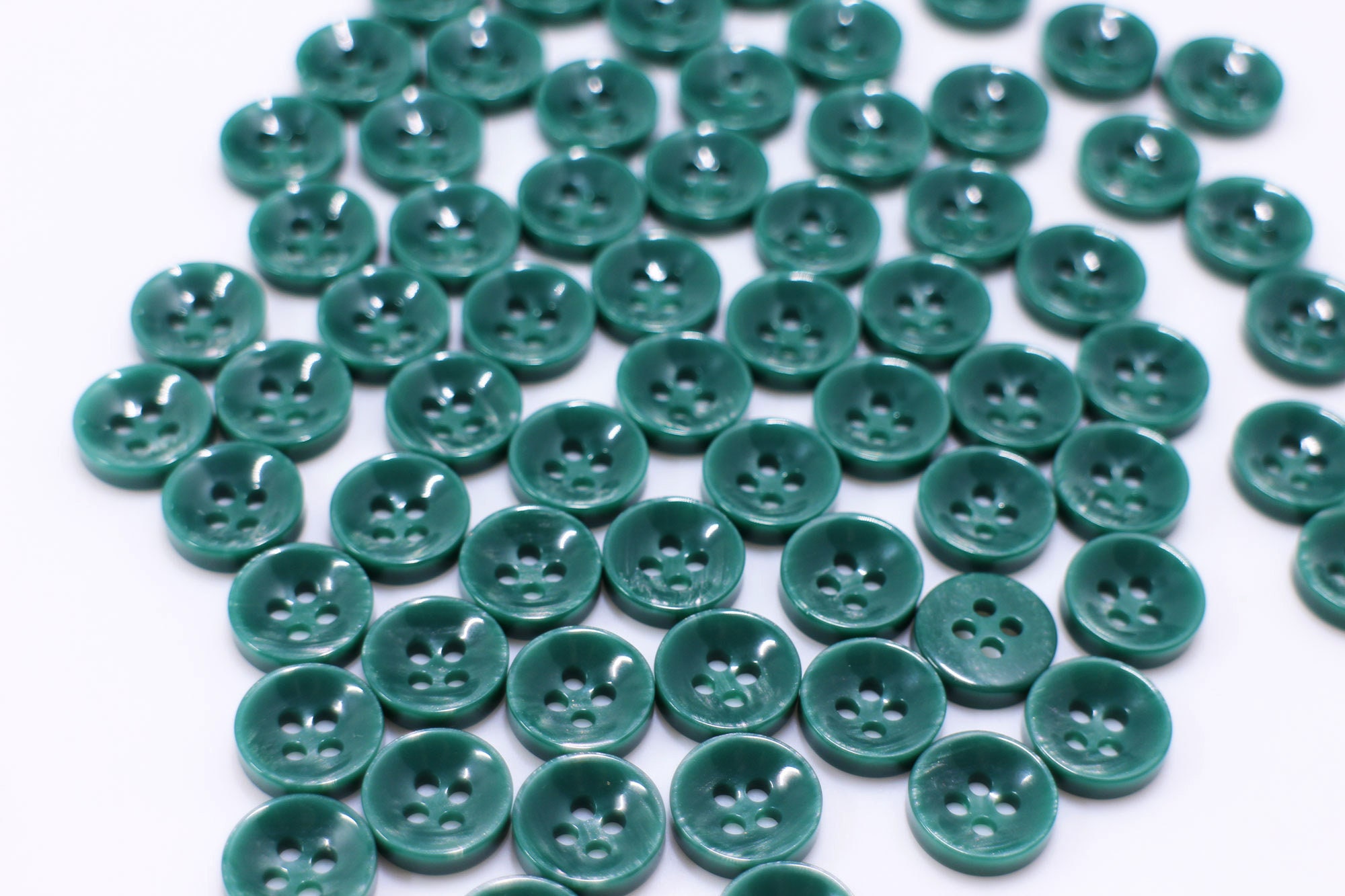Dark Green Buttons, Shell Looking Button, Small Four Holes Resin ...