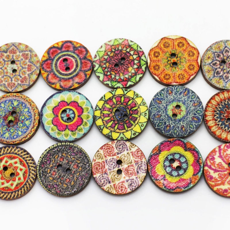 Painted Wood Buttons - Etsy