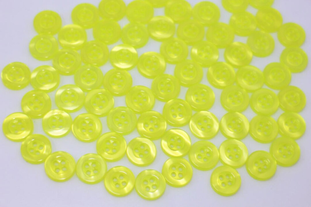 Neon Yellow Buttons, Bright Yellow Color, Wide Edge, Made of Resin ...