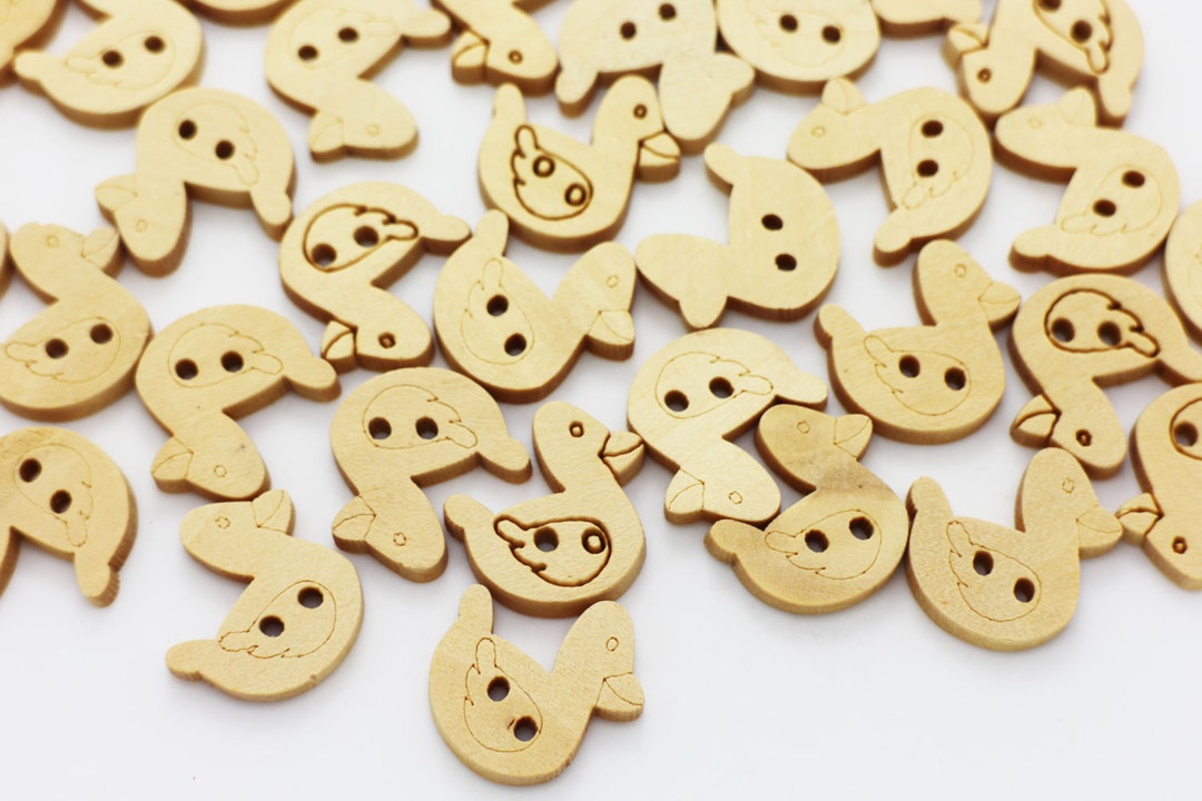 Duck Wood Button, Children Button, Animal Button, Natural Wooden Button ...