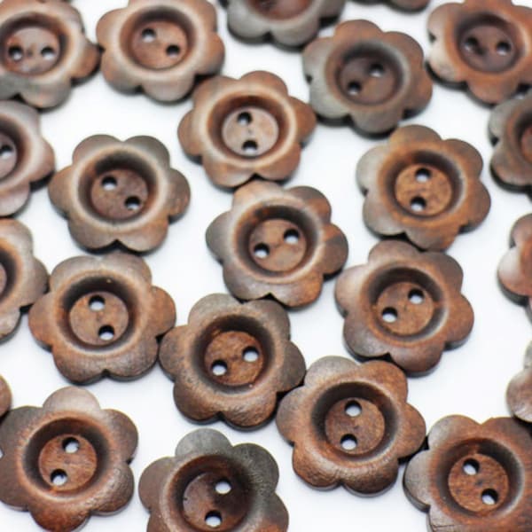 Wooden Flower Buttons - Etsy