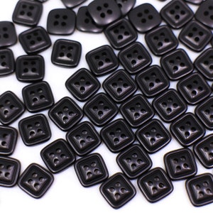 Matte Black Square Buttons, Square Shape, Small Size, Solid Black, Four ...