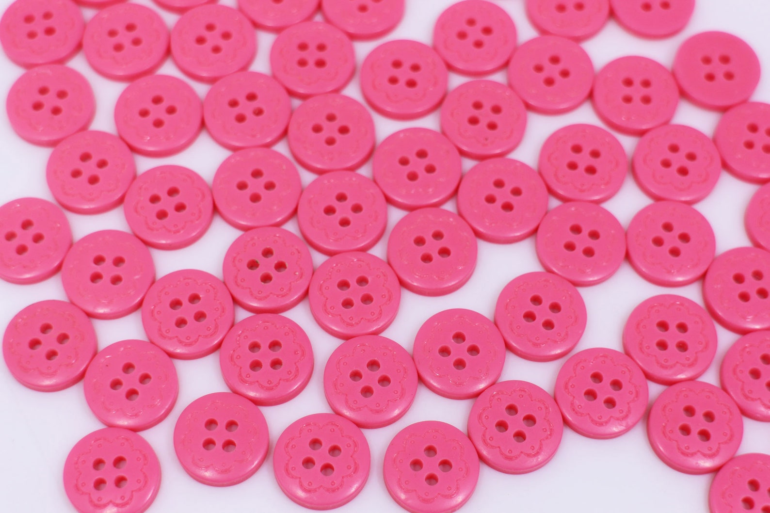 Pink Floral Button Hot Pink Flower Button Small Four Holes - Etsy