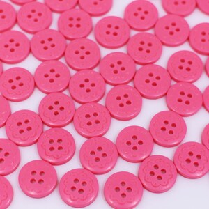 Pink Floral Button Hot Pink Flower Button Small Four Holes - Etsy
