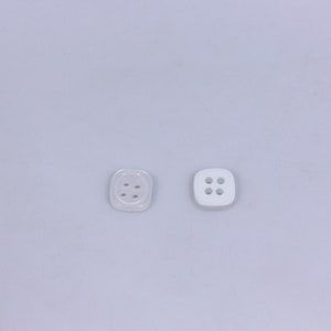 White Square Shape Button, Four Holes, Solid White Bottom, Shiny White ...