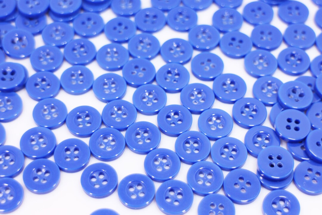 50 Dark Blue Buttons, Made of Resin, Four Holes, Raised Edge Buttons ...