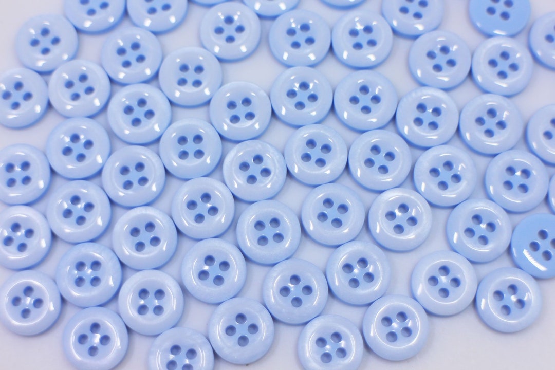 Pastel Blue Buttons, Light Blue Color, Glossy Finish, Small Size, Resin ...