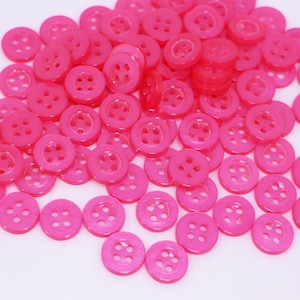 50 Hot Pink Button, Raised Edge, Semi-transparent, Neon Pink Color ...