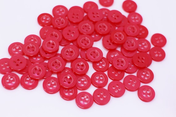 50 Red Button Raised Edge Semi-transparent Button Bright Red - Etsy