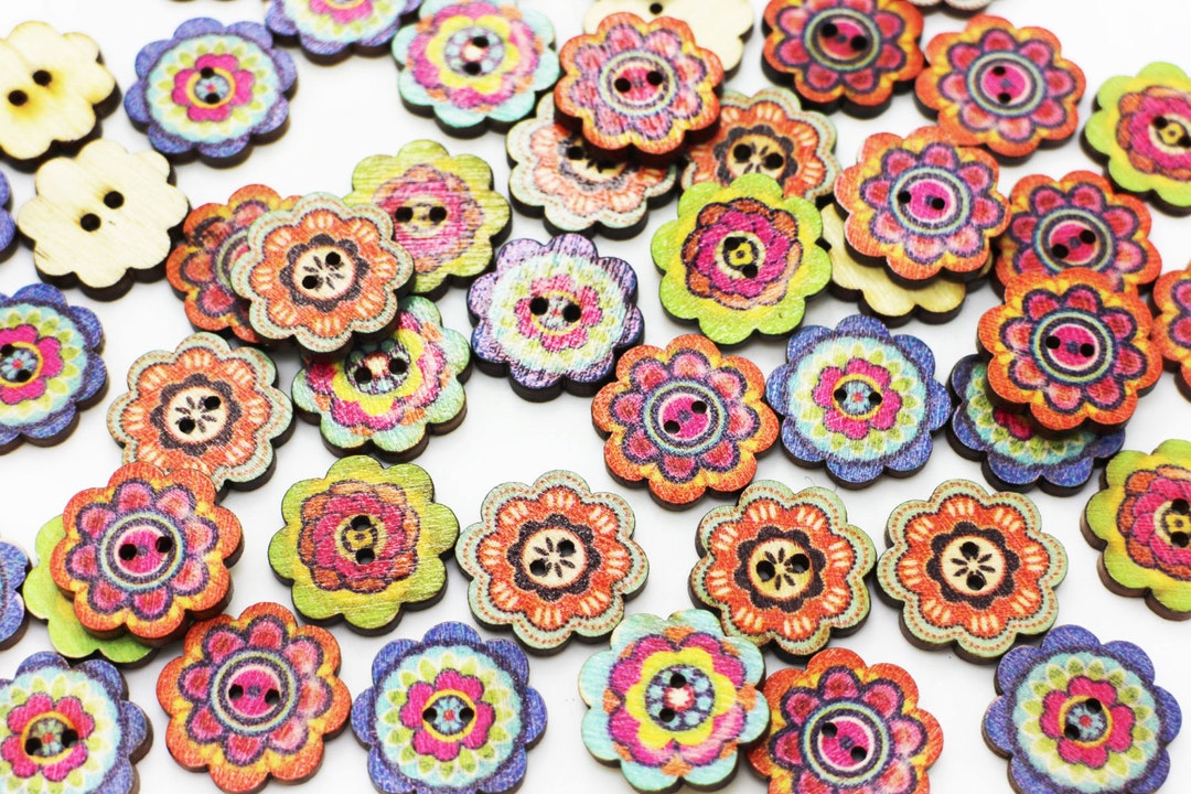 Extra Large Buttons 100 Pcs Mixed Colo Wood Buttons, 20mm/0.78inch ...