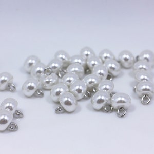 White Pearl Shank Buttons, Pearl Buttons With Silver Metal Shank, for ...