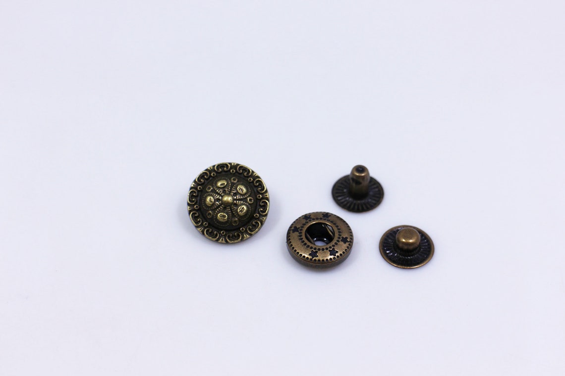 Flower Snap Fastener Button, Bronze Color, Upholstery Buttons, Metal ...