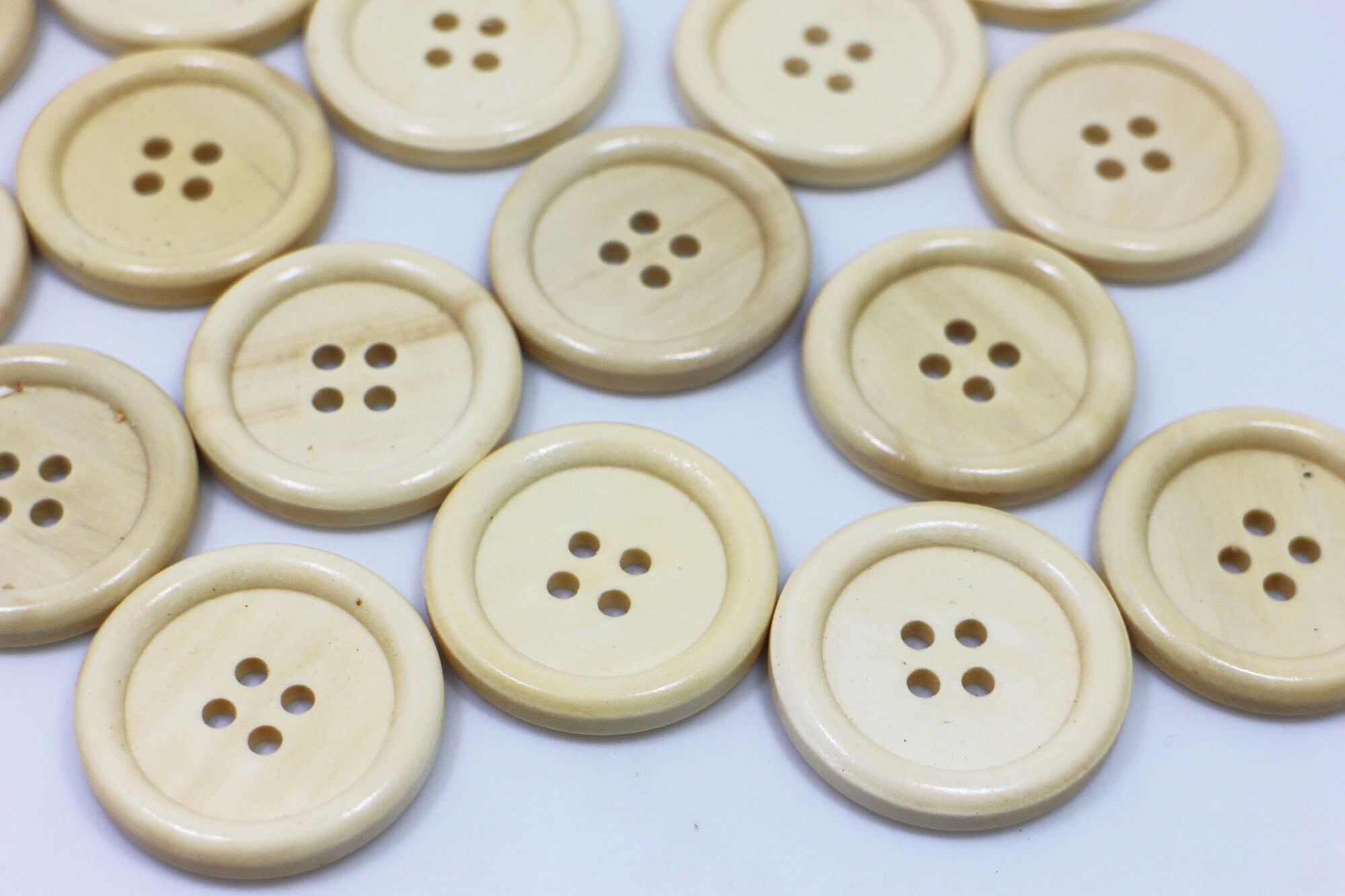 Large Beige Wooden Button 4 Holes Raised Edge 30mm - Etsy UK