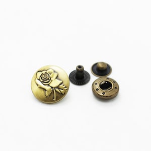 Flower Snap Buttons, Floral Pattern Snap Fastener, Rose Snap, Antique ...