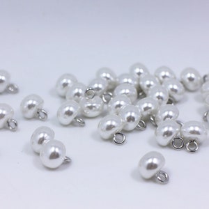 White Pearl Shank Buttons, Pearl Buttons With Silver Metal Shank, for ...