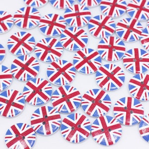 British Flag Wooden Button, England Flag Pattern, Red and Blue, for ...